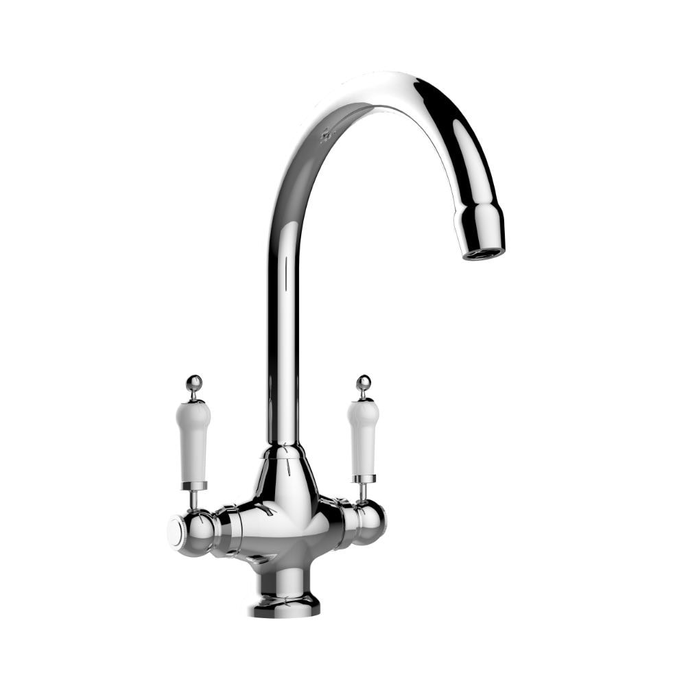 Traditional Twin Lever Kitchen Mixer - Chrome with Ceramic Levers ...